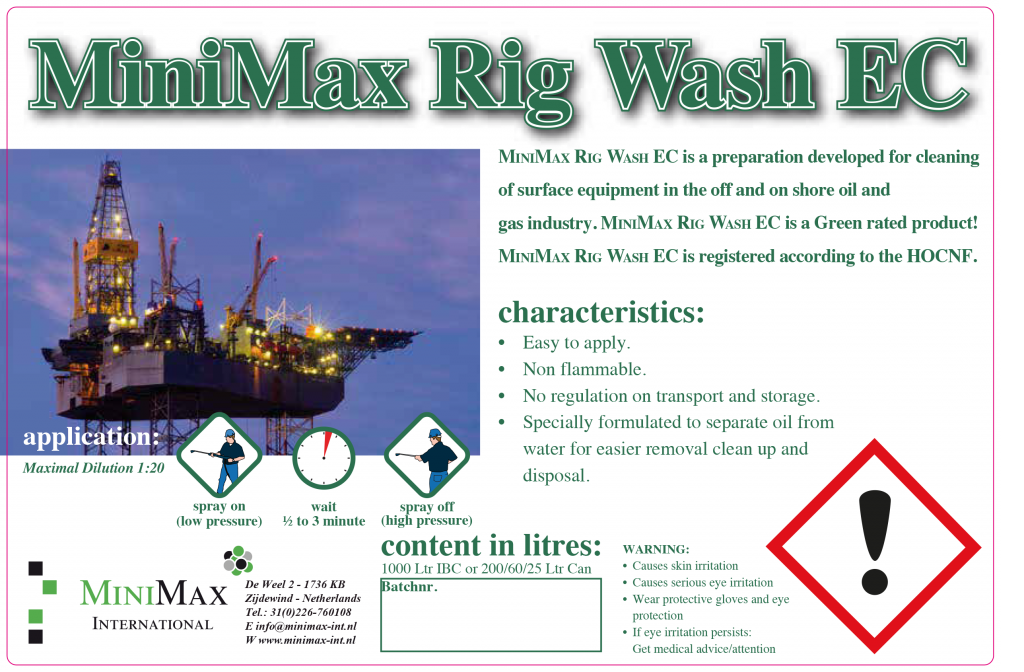 Rig Wash EC – The environmental most friendly offshore degreaser / Rig ...